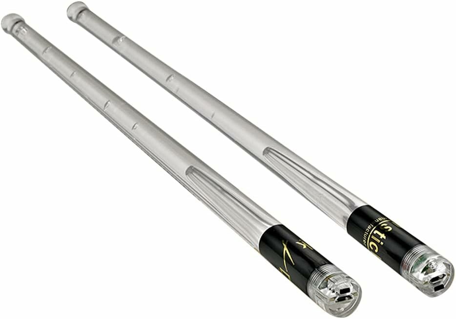QISUO Baquetas de Tambor de Jazz con Luz LED 15 Luces de Colores Degradados Carga USB con Interruptor de Encendido/Apagado Material PC Polimérico Tamaño 41.6*1.75cm 1 Par de Baquetas Accesorios de Batería