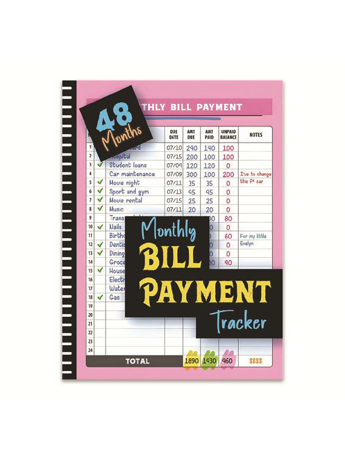 Инструмент управления счетами 48-месячная книга учета расходов для повседневного использования