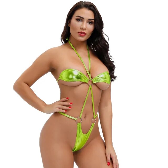 Женский купальник мини-бикини, купальник халтер, комплект нижнего белья, женское нижнее белье из искусственной кожи, сексуальный мини-купальник