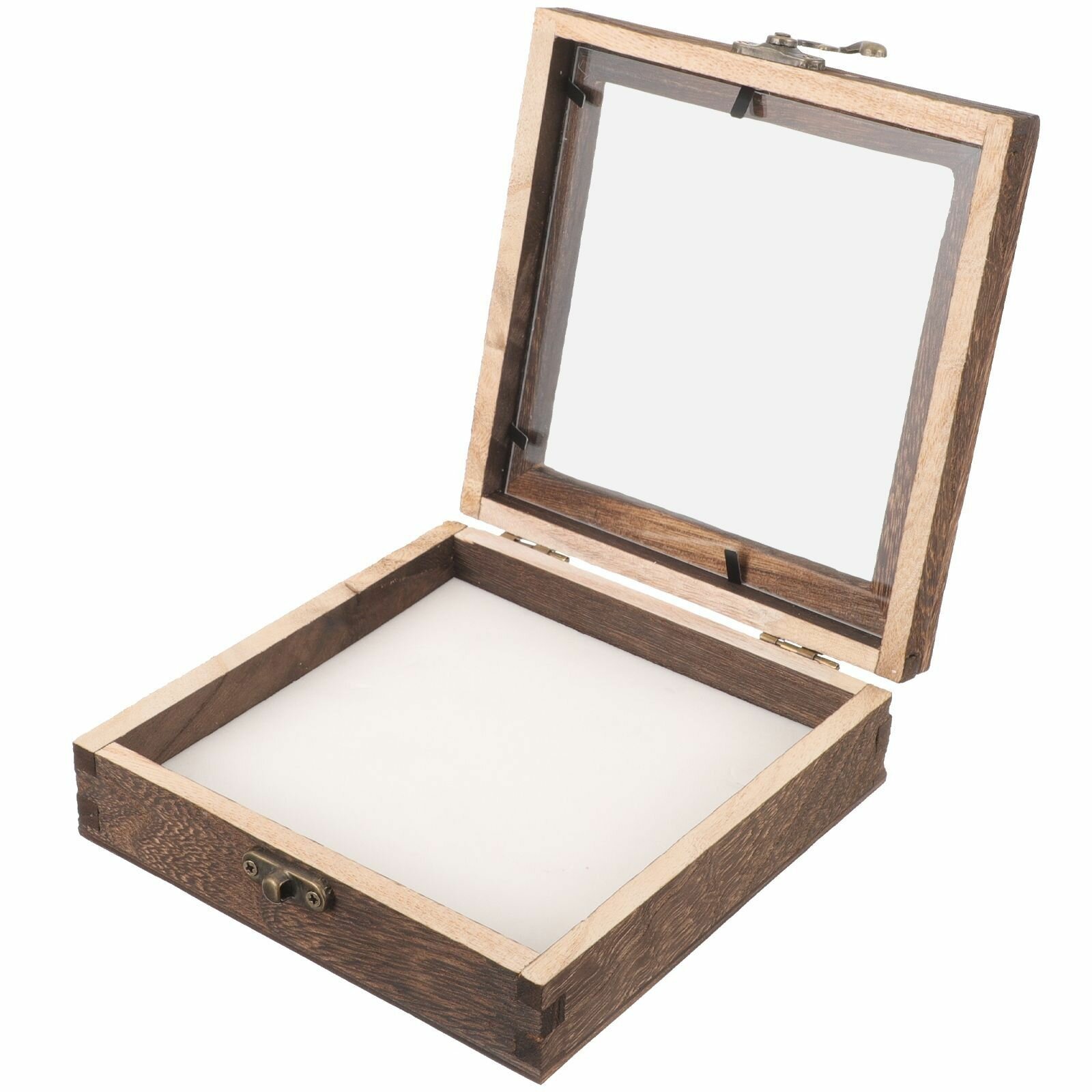 Надежная Деревянная Коробка Для Отображения Предметов Коллекции С Прозрачным Верхом 15.00X15.00X4.50Cm