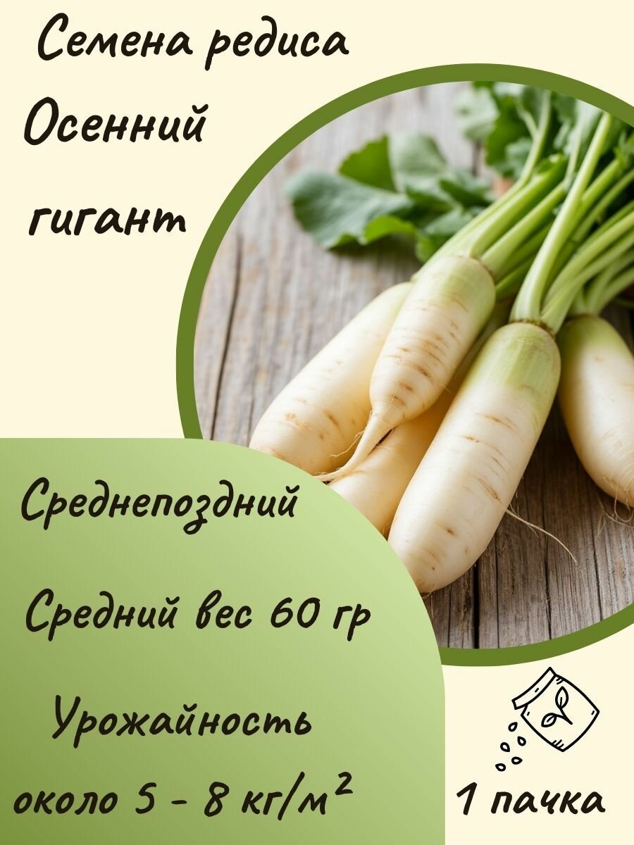 Семена редиса Осенний гигант, 10 шт. семян