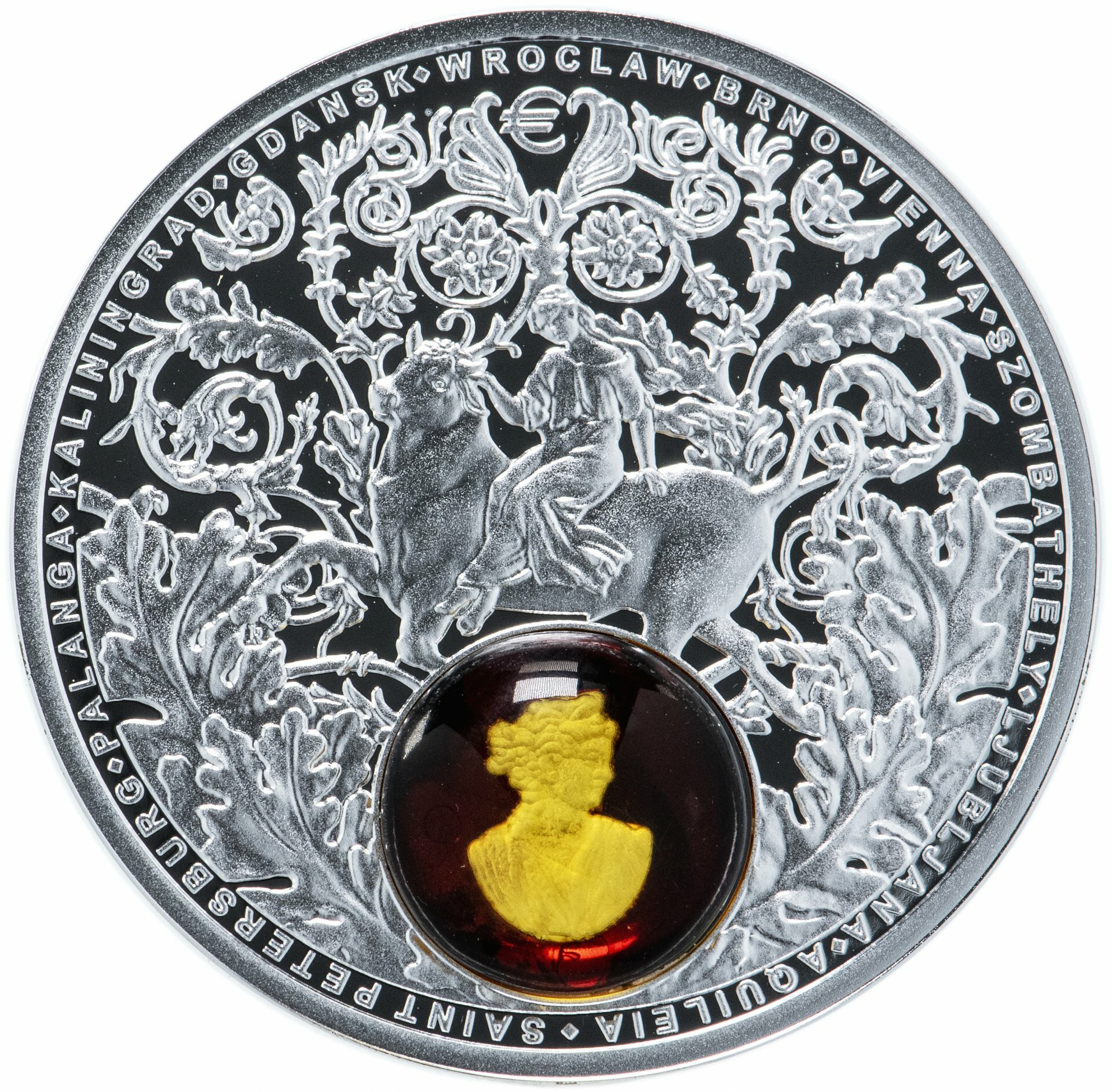 Остров Ниуэ 1 доллар 2016 "Янтарный путь - Европа", в футляре с сертификатом, Серебро 999, в сохранности Proof