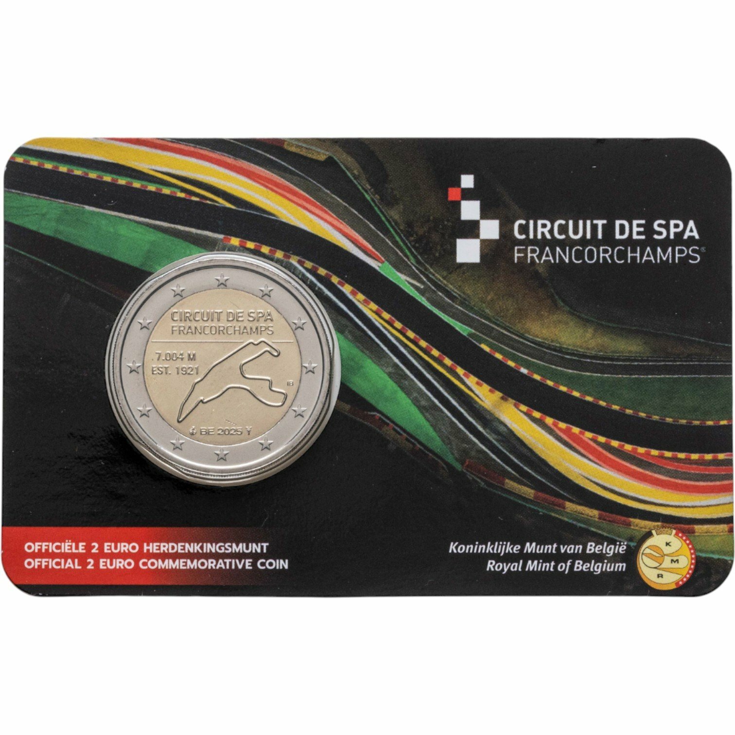 Бельгия 2 евро 2025 "Автотрасса Спа-Франкоршам" на фламандском языке, Биметалл, в сохранности BUNC