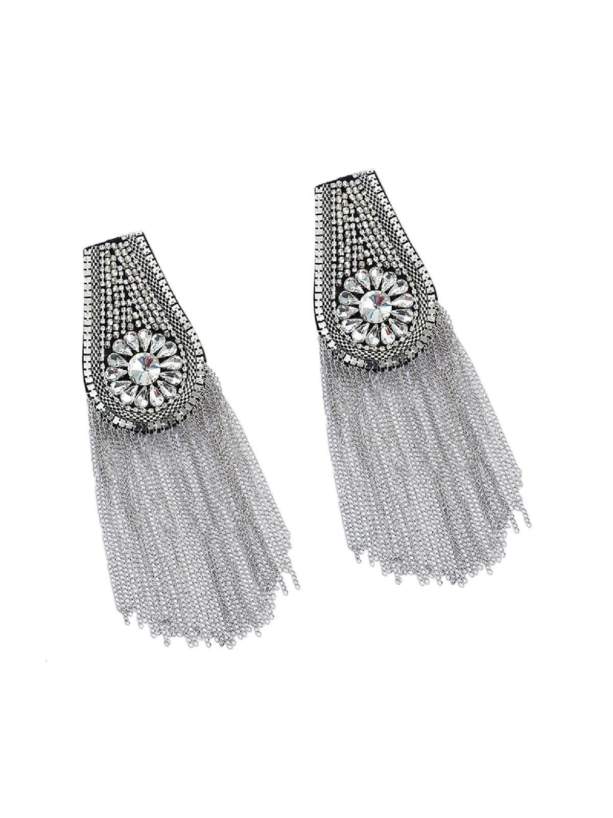 Накладные плечевые нашивки со стразами для одежды, серебро