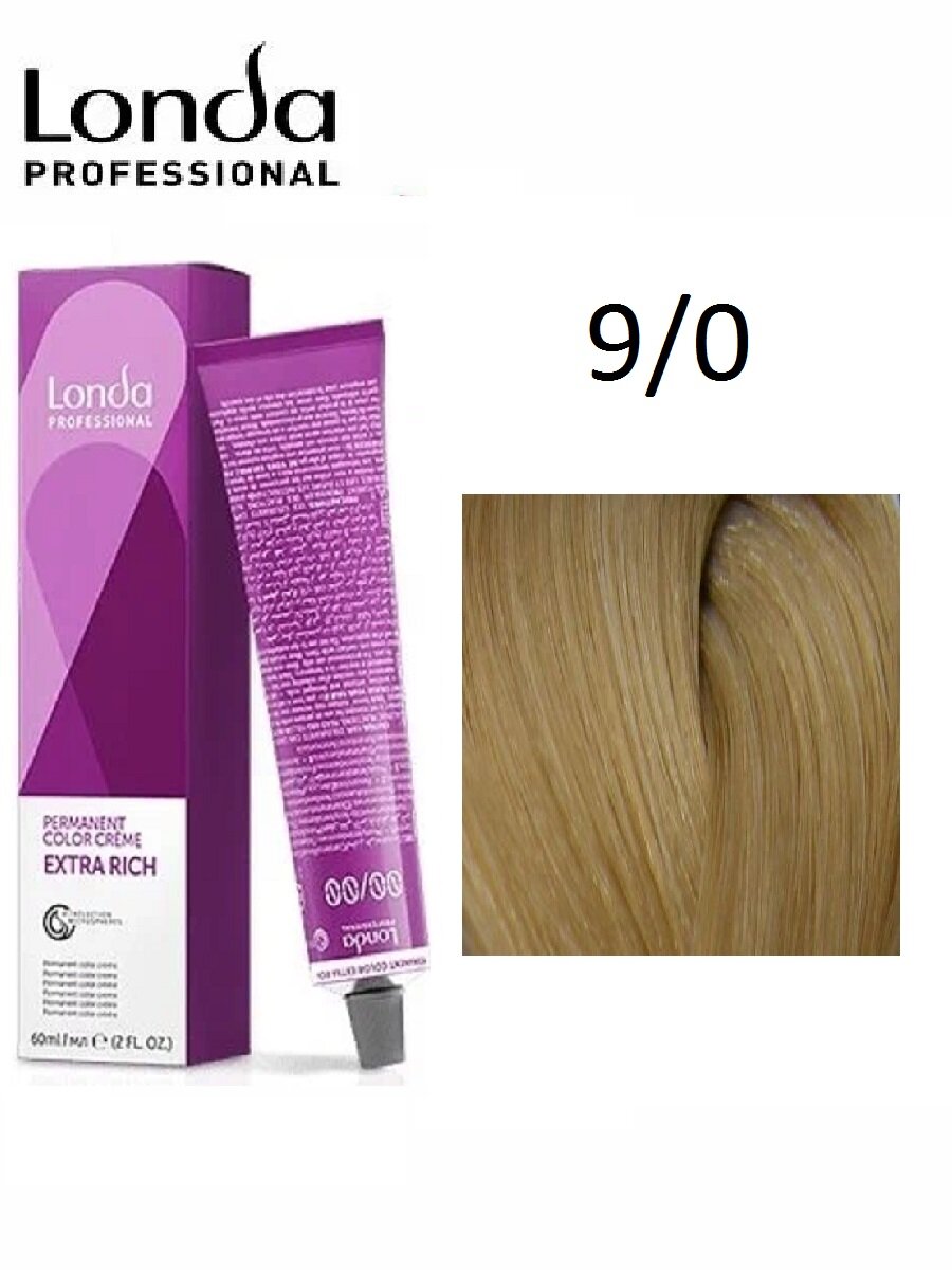 Londa Professional 9/0 Стойкая крем-краска Londacolor Creme Extra Rich, очень светлый блонд интенсивный, 60 мл