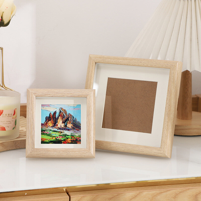 Креативная деревянная маленькая фоторамка из цельного дерева фоторамка украшение стола квадратная 4-дюймовая картина