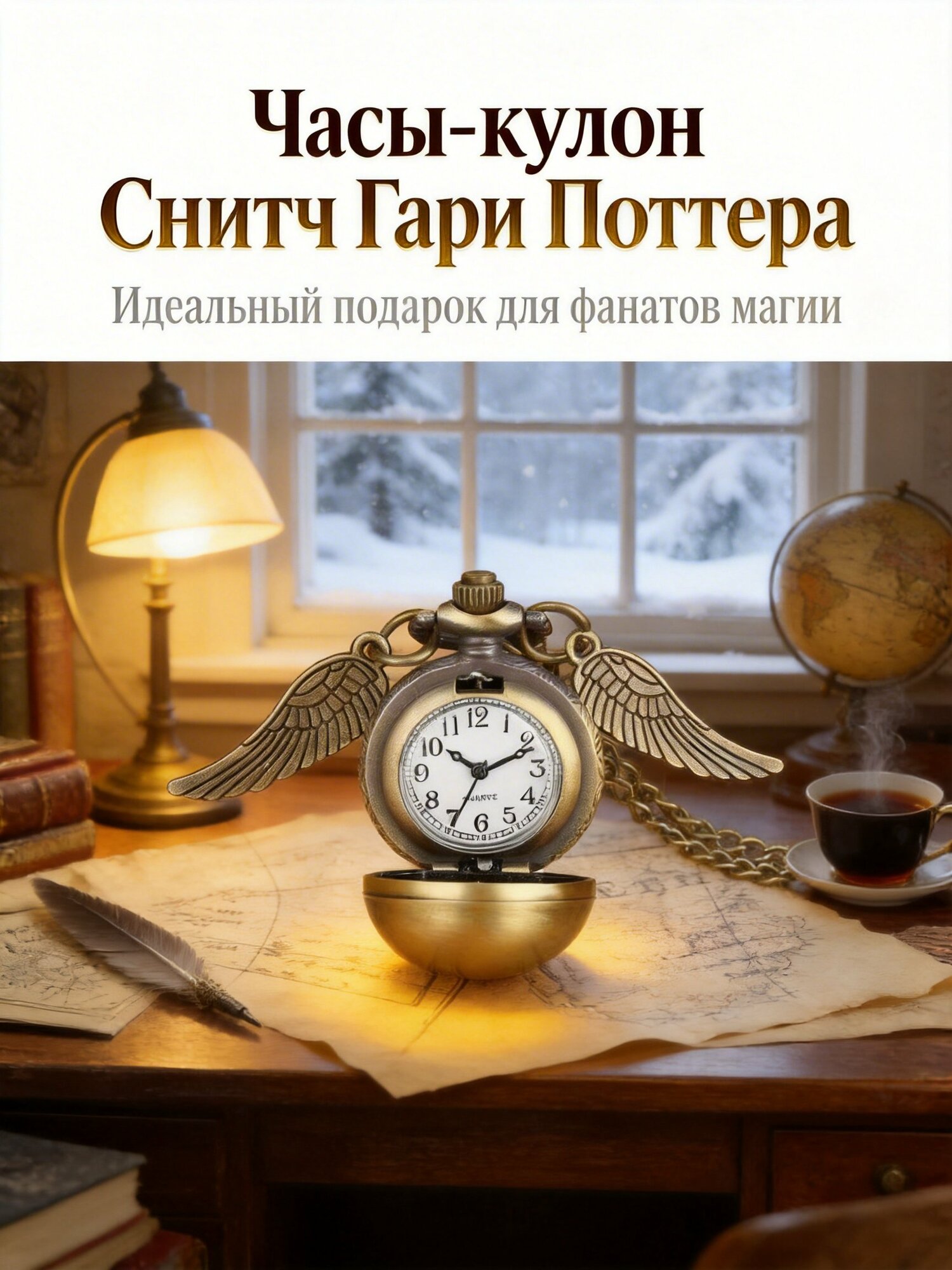 Часы-кулон Золотой снитч Гарри Поттер, карманный аксессуар на цепочке с крышкой и надежным механическим механизмом — подарок для фанатов