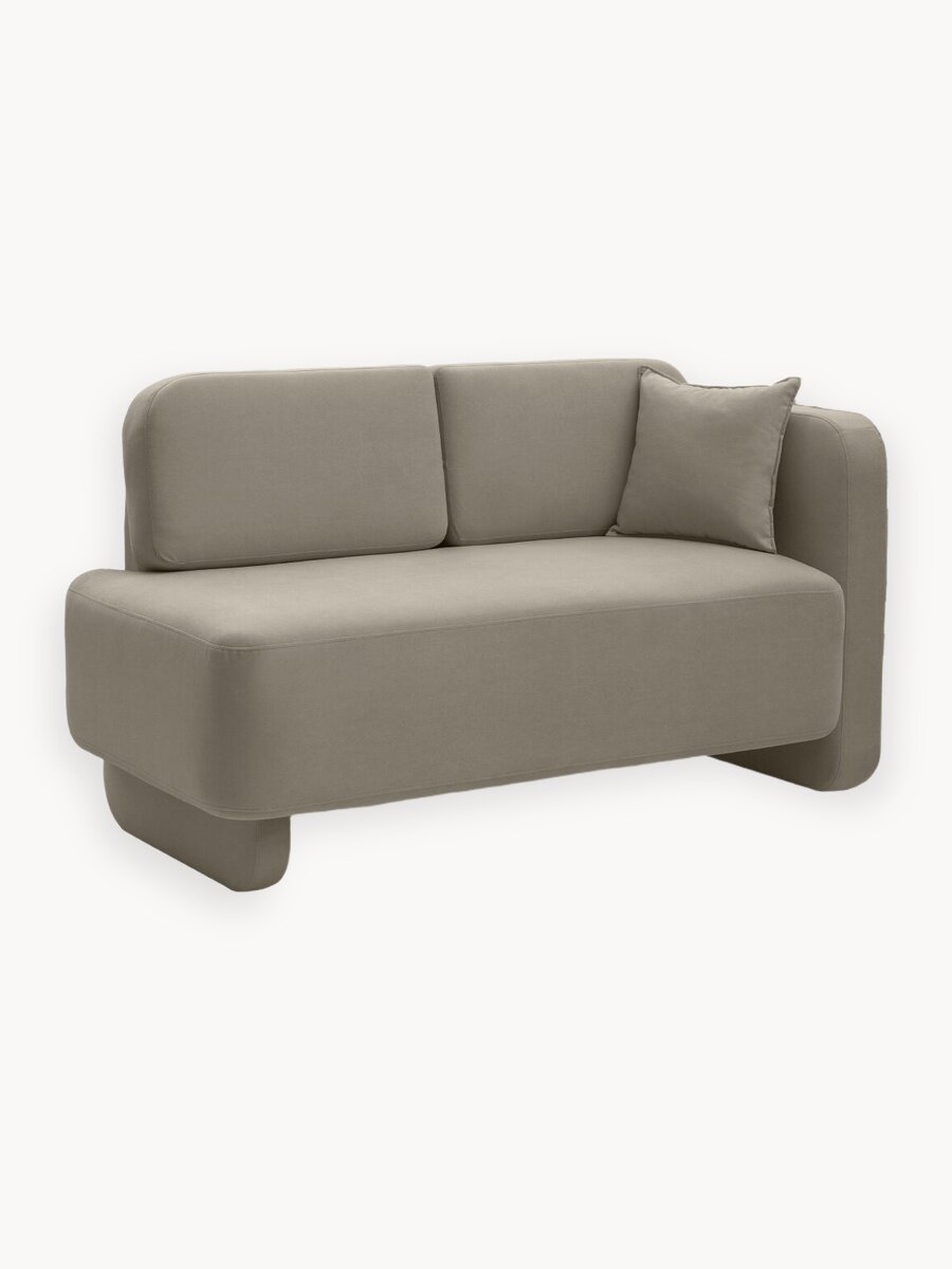 Кушетка диван Хьюстон 152х85х73 см, еврокнижка односпальная с ящиком. Велюр- Мелисса 7 цвет бежевый, угол правый.