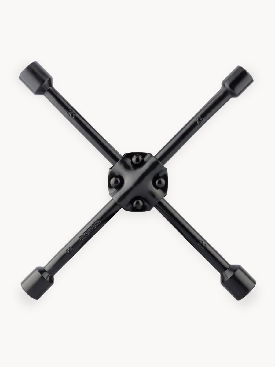 Ключ баллонный крестовой (17, 19, 21, 22) "АвтоDело" (усиленный, черный, лак)