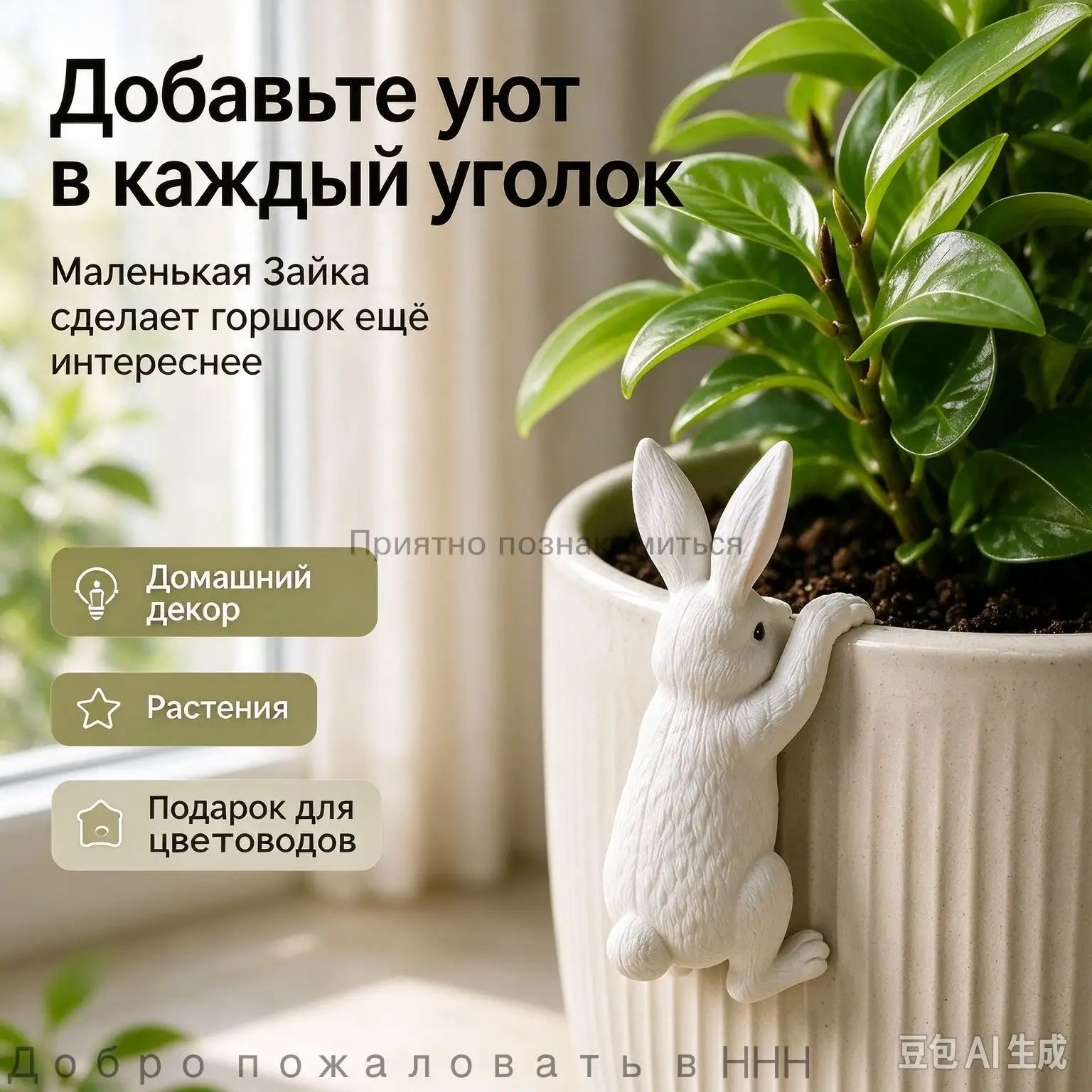 Фигурка декоративная Белый, высота 12 см