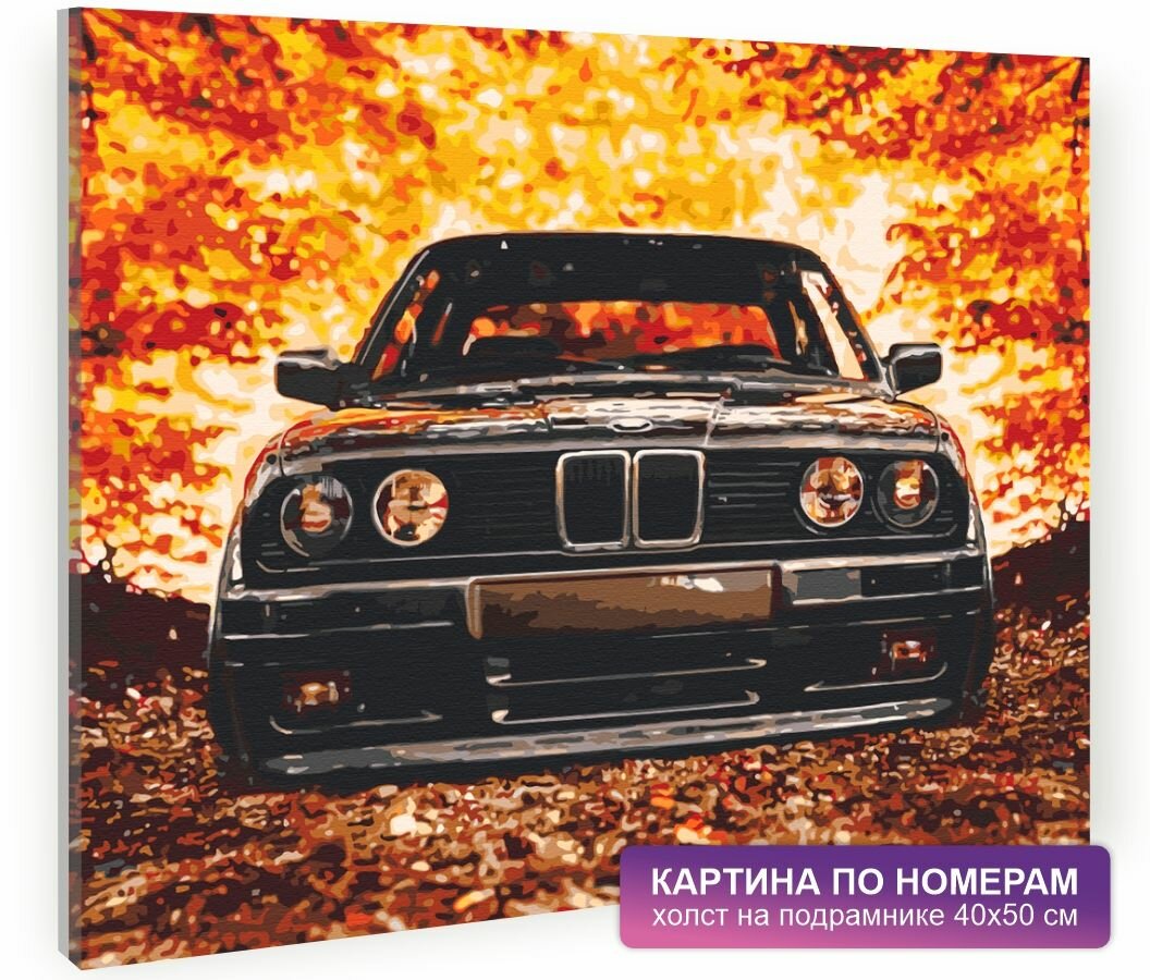 Картина по номерам на холсте с подрамником 40х50 см. Автомобиль, машина. "BMW E30", арт. 4533/