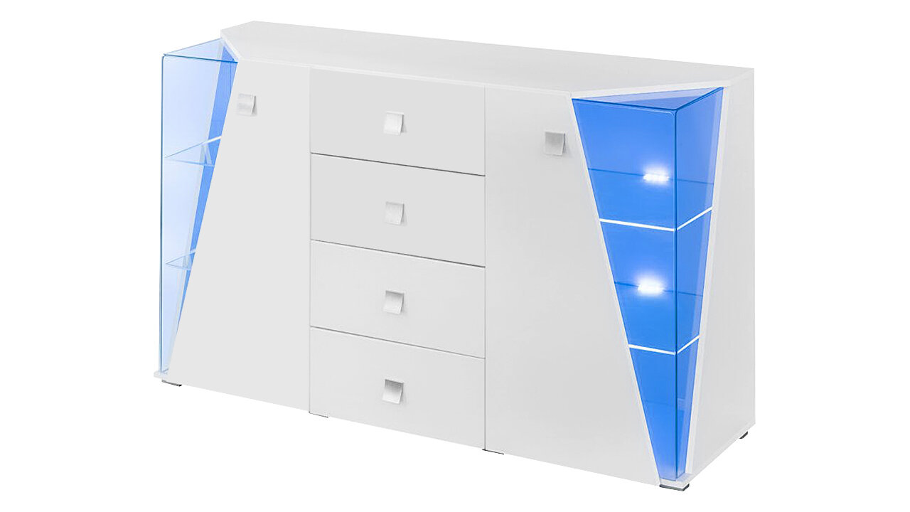 Комод Сапфир 3 Белый 101 NEW 150x45x100 см, GOODFORM