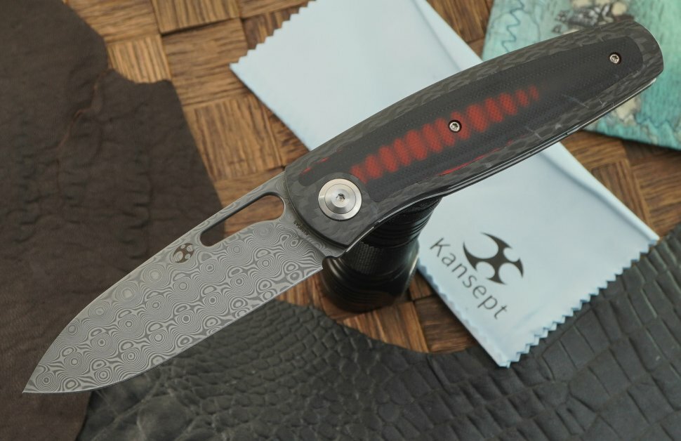 Складной нож Kansept Knives Mato, клинок дамаск, рукоять G-10/карбон