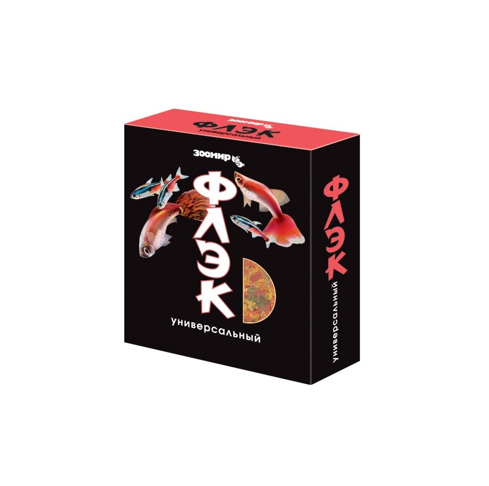 Зоомир Флэк хлопьевидный корм для всех видов рыб, 100 мл 15 г