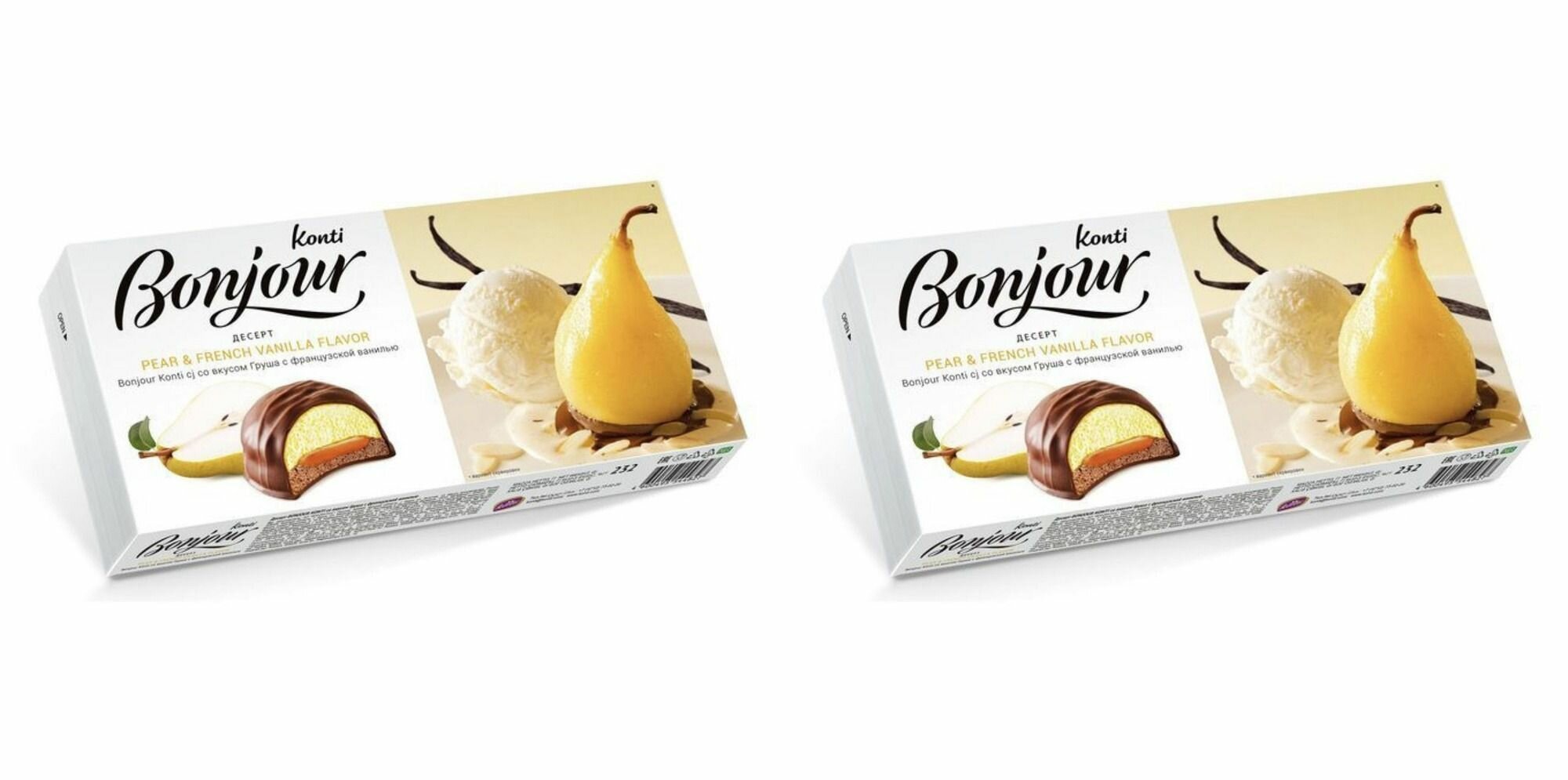 Konti Сложный десерт бонжур , груша с французской ванилью , 232 г, 2 уп.