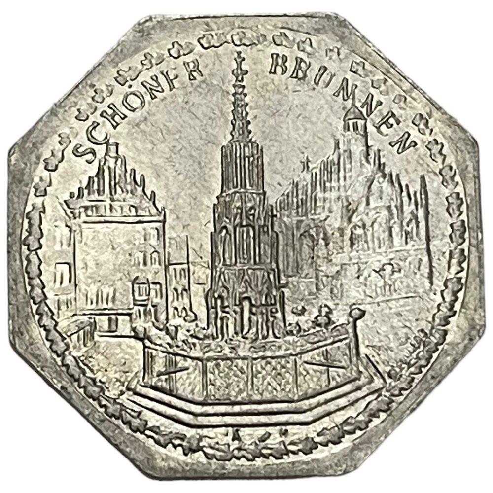 Германия, Нюрнберг 20 пфеннигов 1920-1921 гг. (Трамвайный токен - Прекрасный фонтан)