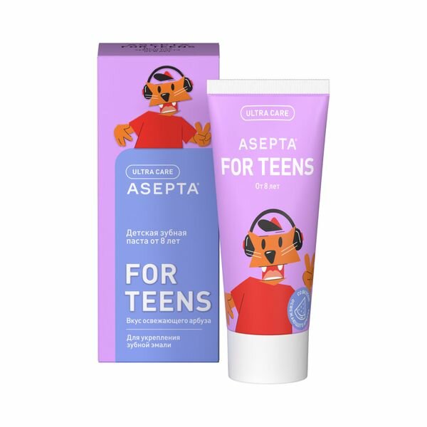 Паста зубная минерализация вкус освежающего арбуза для детей от 8 лет Teens Асепта 50мл