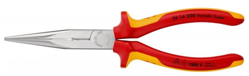 Круглогубцы с плоскими губками с режущими кромками Knipex 26 16 200 KN-2616200