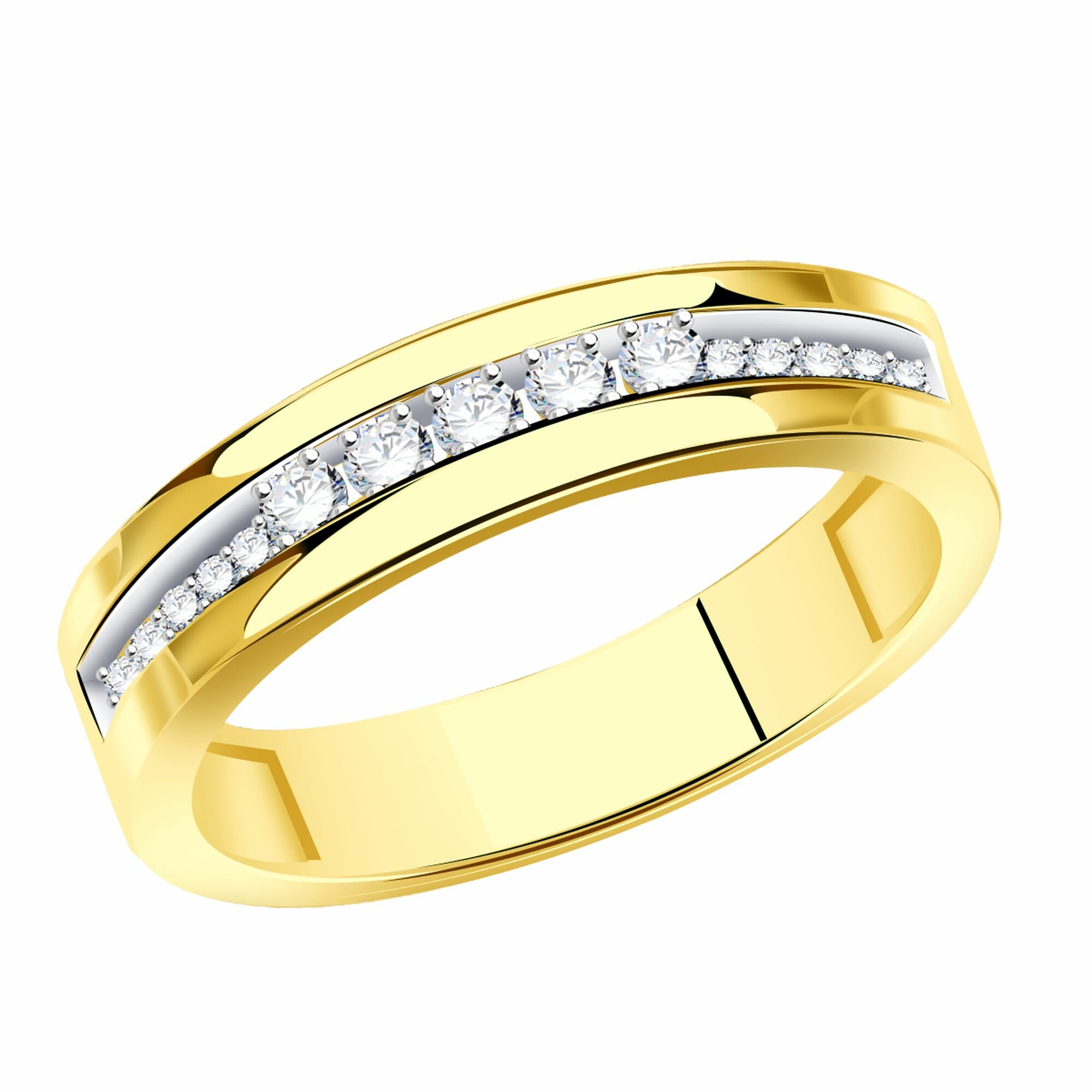 Кольцо дорожка, желтое золото, 585 проба, бриллиант