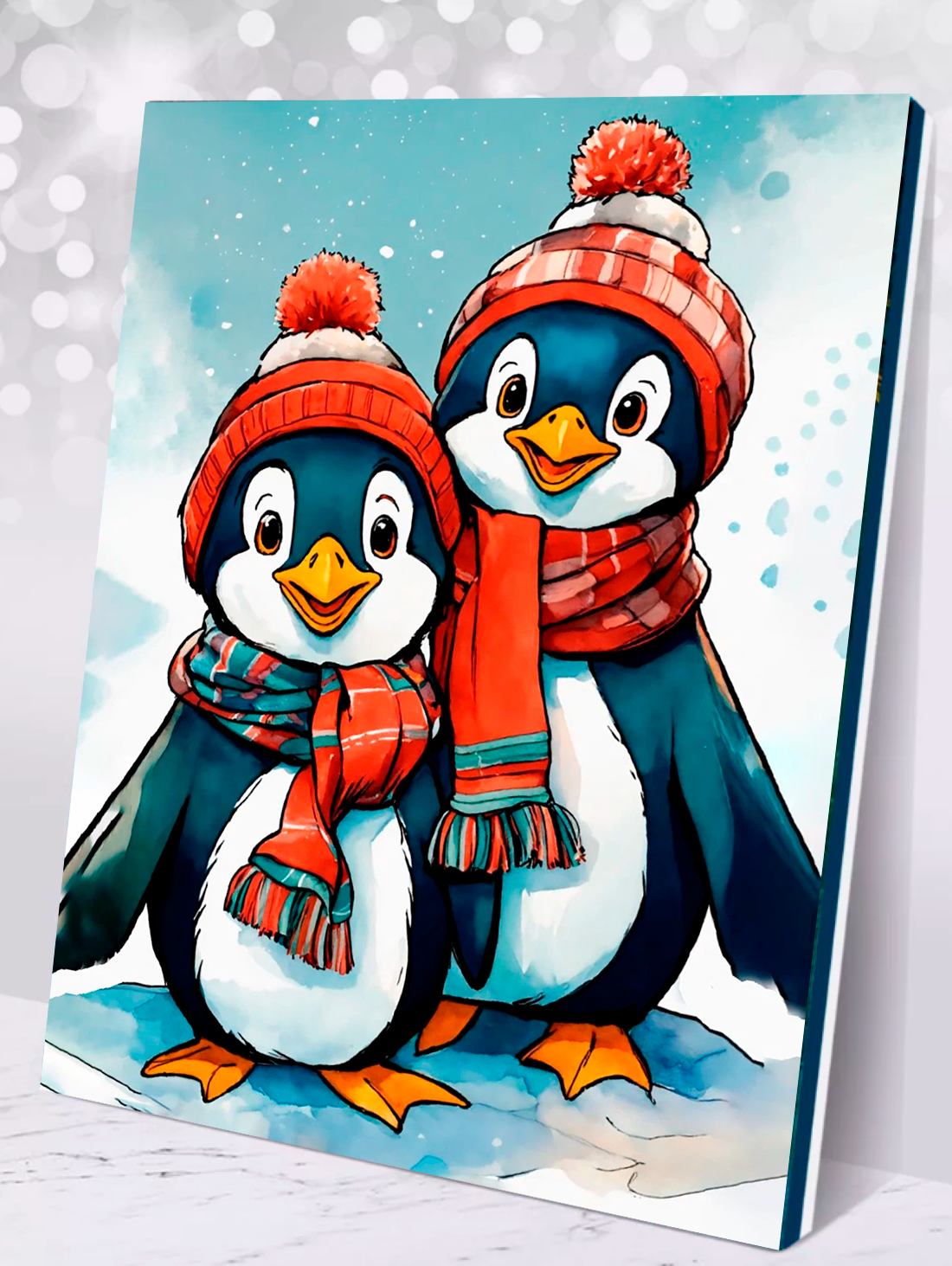 Картина по номерам "Пингвины" 40х50 см, хлопковый холст на подрамнике, акрил, Hobby Home