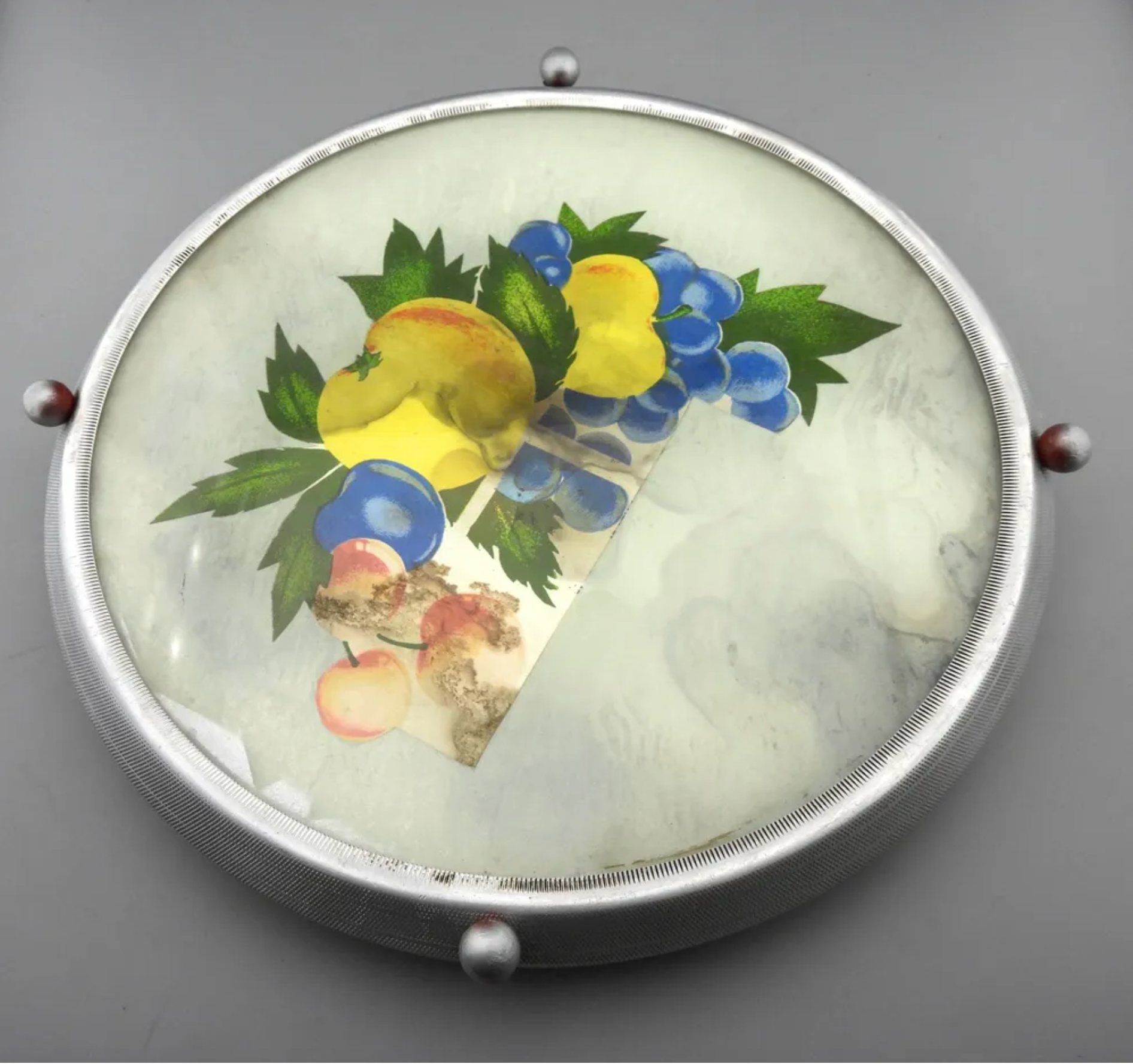 Поднос подставка для торта фрукты на ножке поворотная СССР