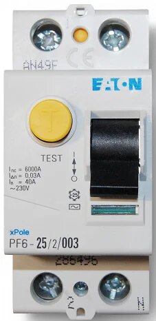 Устройство защитного отключения Eaton PF6 2P 40A 300мА 2М 286498