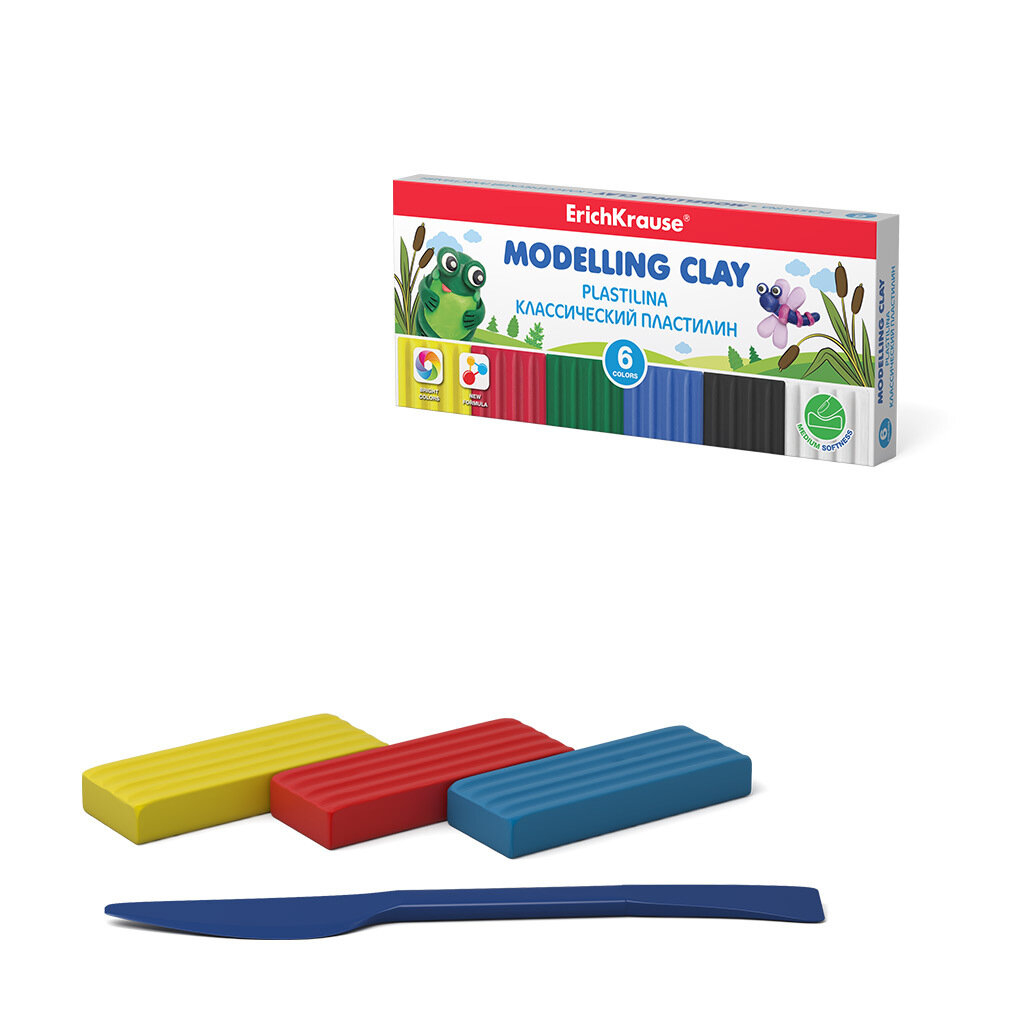 Классический пластилин 6 цветов со стеком, 108 г, арт. 50545