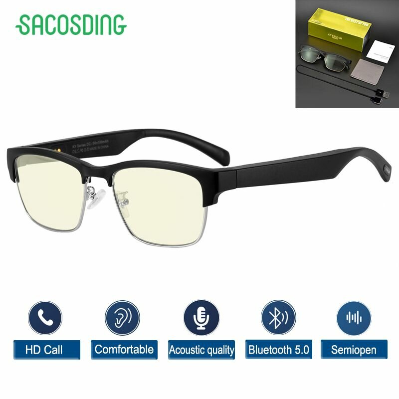 Умные очки Защита от синего света; Поляризация , Умные солнцезащитные очки с наушниками, HD микрофоном, беспроводные очки bluetooth антиблик для водителя