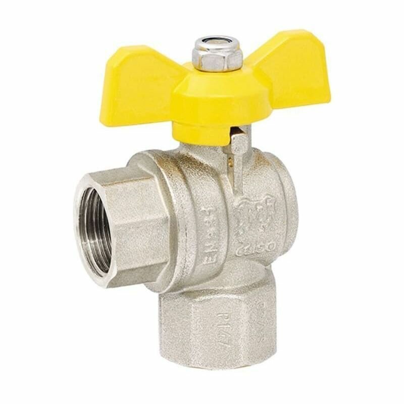 Кран шаровой угловой газовый 1/2" внутренняя-внутренняя резьба, бабочка ProFactor