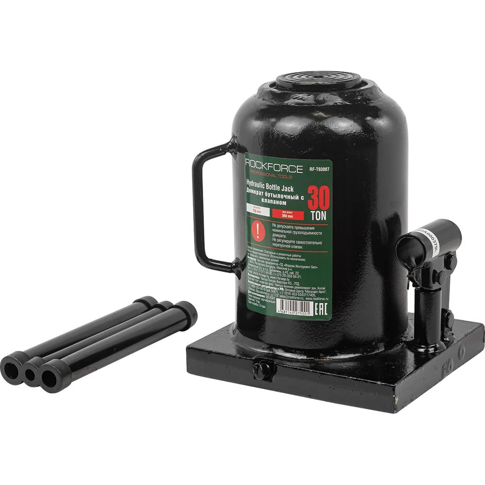 Гидравлический бутылочный низкопрофильный домкрат ROCKFORCE 30т выс. подъема 240-370мм RF-T93007(15129)