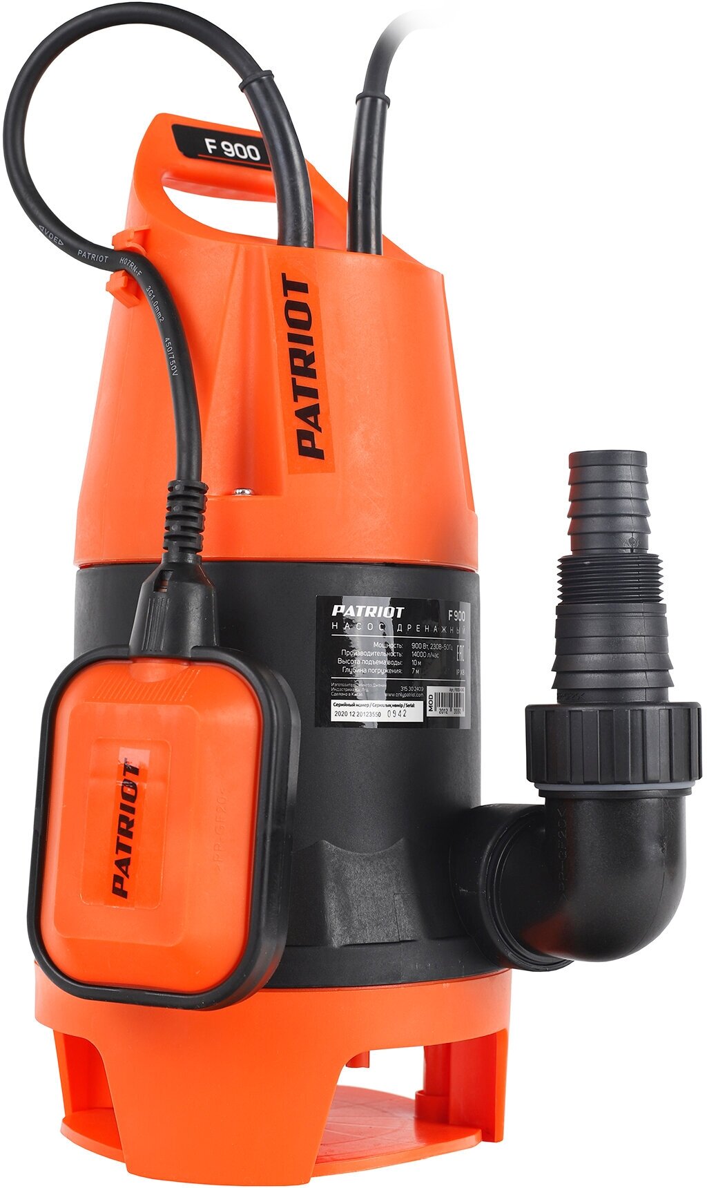 Насос погружной дренажный Patriot F 900 грязная вода расход 14000 л/ч