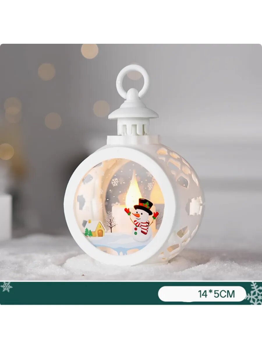 Фонарик светодиодный Снеговик белый