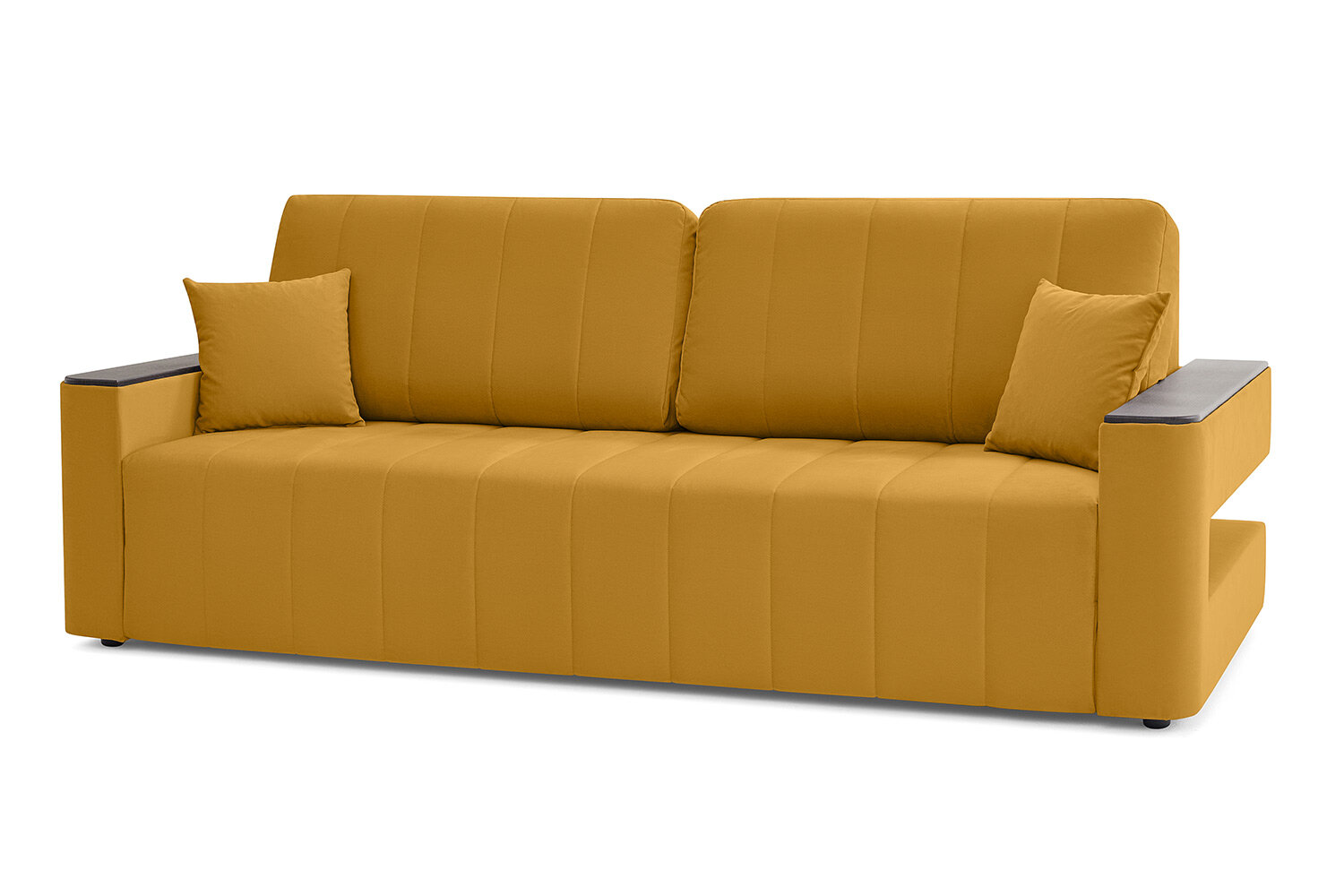 Диван-кровать DREAMART Дакота, обивка велюр, жесткие подлокотники, цвет жёлтый