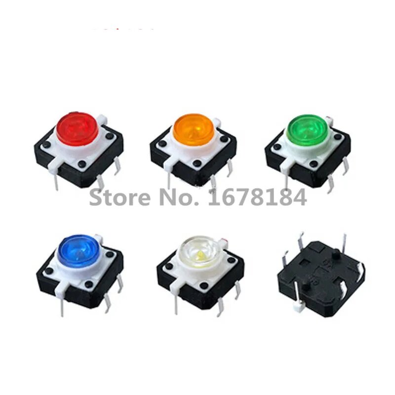 Переключатели тактовых кнопок с подсветкой 10 шт. Белый