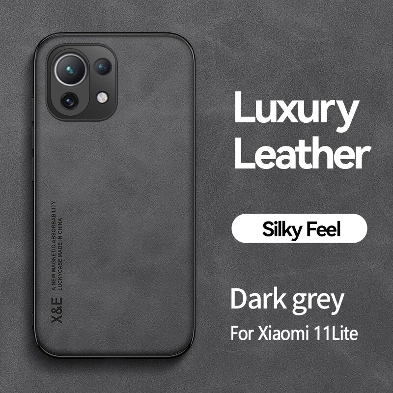 Кожаный чехол Dark grey для Xiaomi 11 Lite 5G