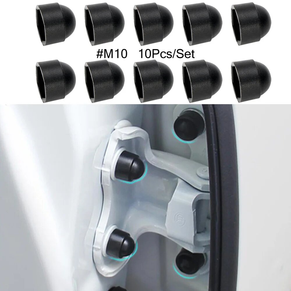 10 шт./компл. M8 M10, болт, гайка, купольные защитные колпачки, пластиковые черные открытые шестигранные дверные защитные колпачки для большинства автомобилей