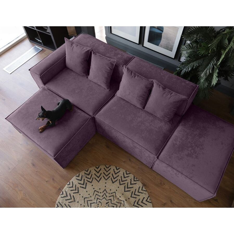 Угловой диван Сток Диванов Status Violet фиолетовый 271 см, механизм модульный