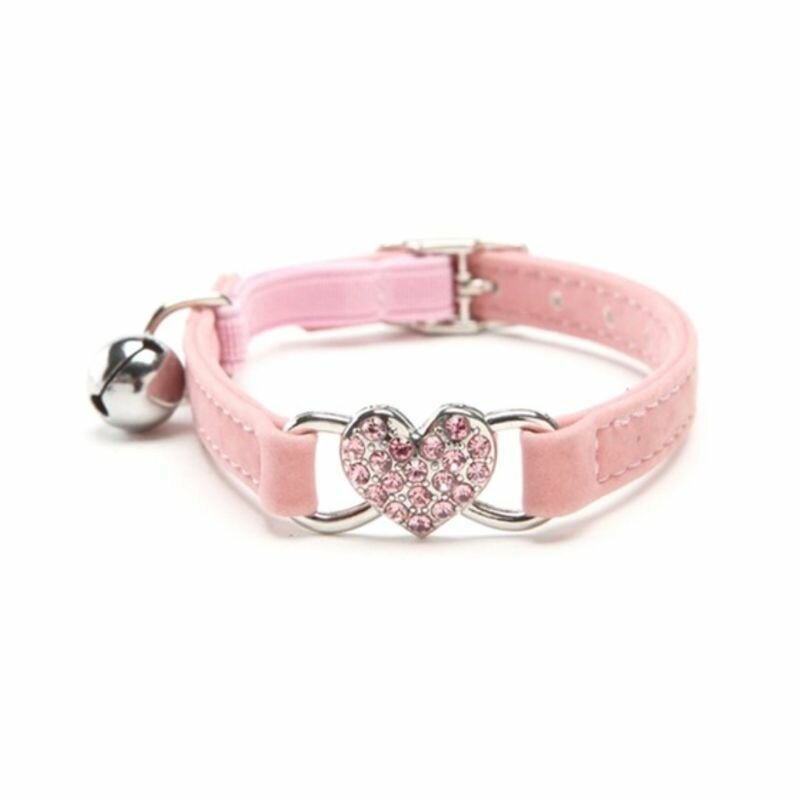 Ошейник-колокольчик для кошек Pet dot diamond love flocking Cat-Розовый