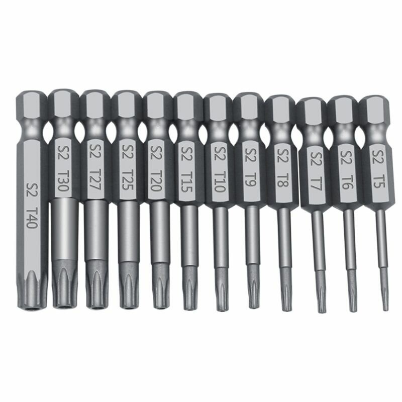 11/12pcs Tamper Proof Security Drill Bit Set Torx Screwdriver Flat for Head 1/4" Hex Bits Driver