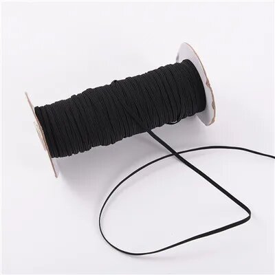 Эластичные ленты Spandex 3/6 мм 5 ярдов Черный, black, 6mm 5yards