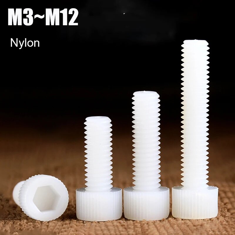 _ Пластиковые винты с нейлоновой крышкой, белые шестигранные болты с шестигранной головкой, винты для использования в электросети/теплоизоляции