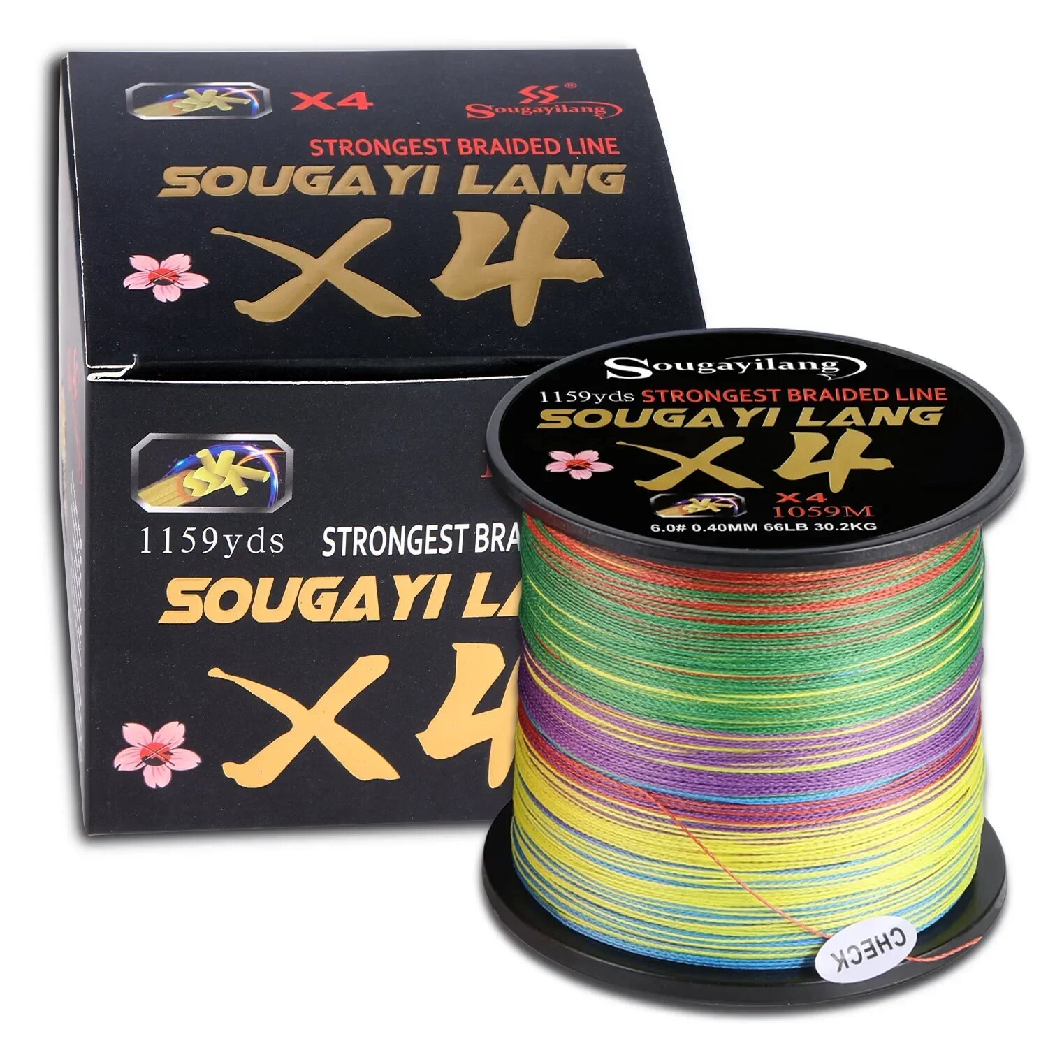 Плетёная леска Sougayilang X4 Multicolor 100M 0.32mm 44LB