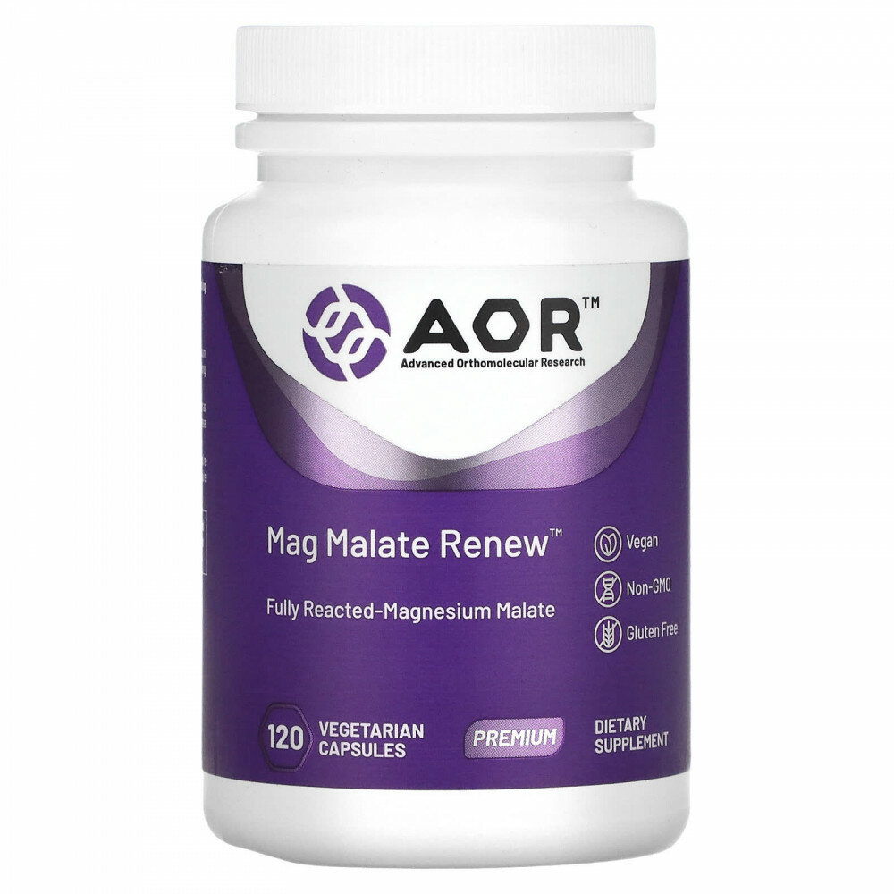 Advanced Orthomolecular Research AOR, Mag Malate Renew™, 120 капсул