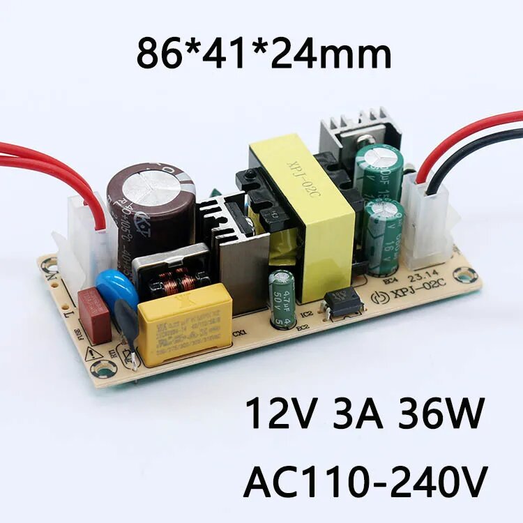 Трансформатор освещения Warm and Happy 12В 1-5А 12-60Вт 12V 3A 36W 110-240V