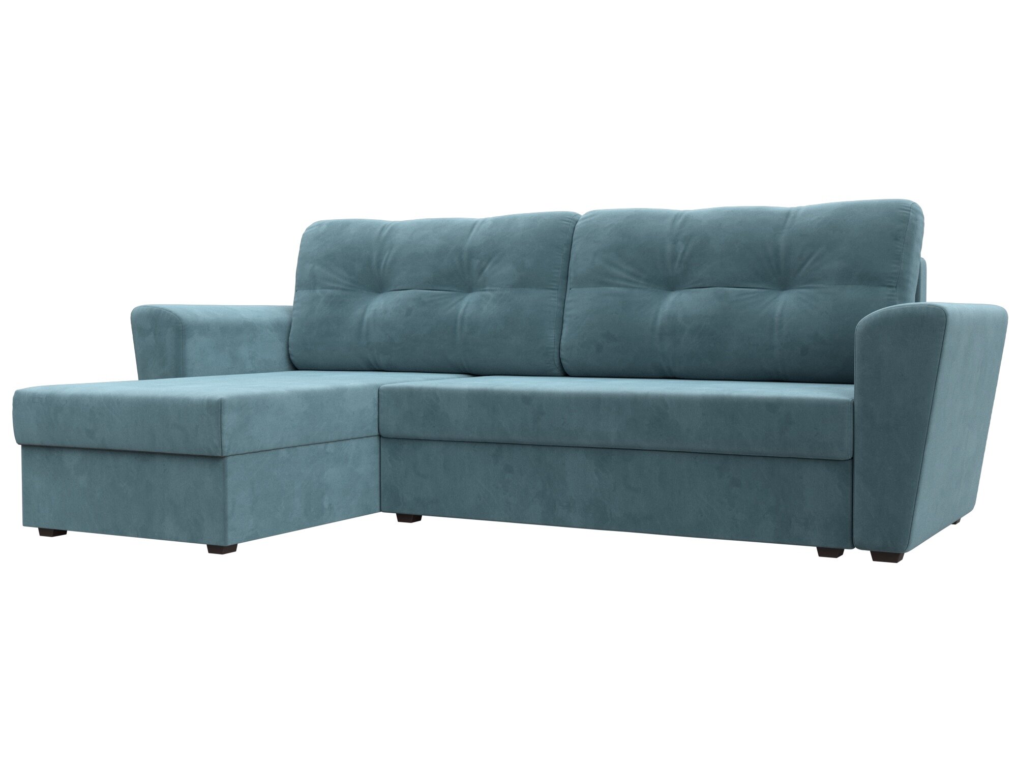 Диван угловой Амстердам Лайт L, 3-местный, размер: 235х140см, спальное место: 127х197см, велюр, бирюзовый