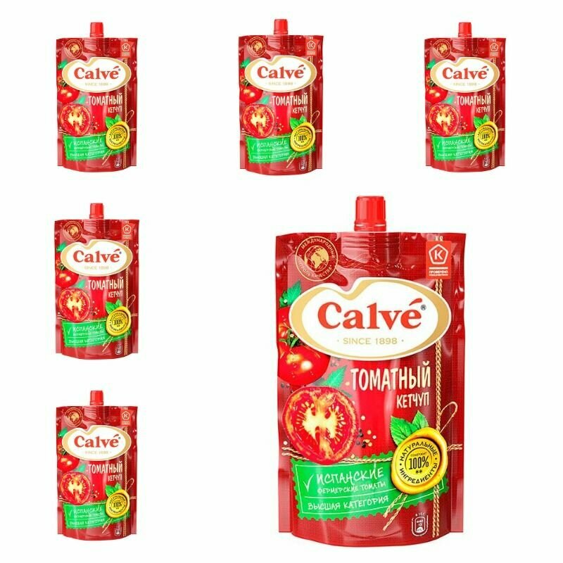 Calve Кетчуп Томатный, 350 гр, 6 уп.