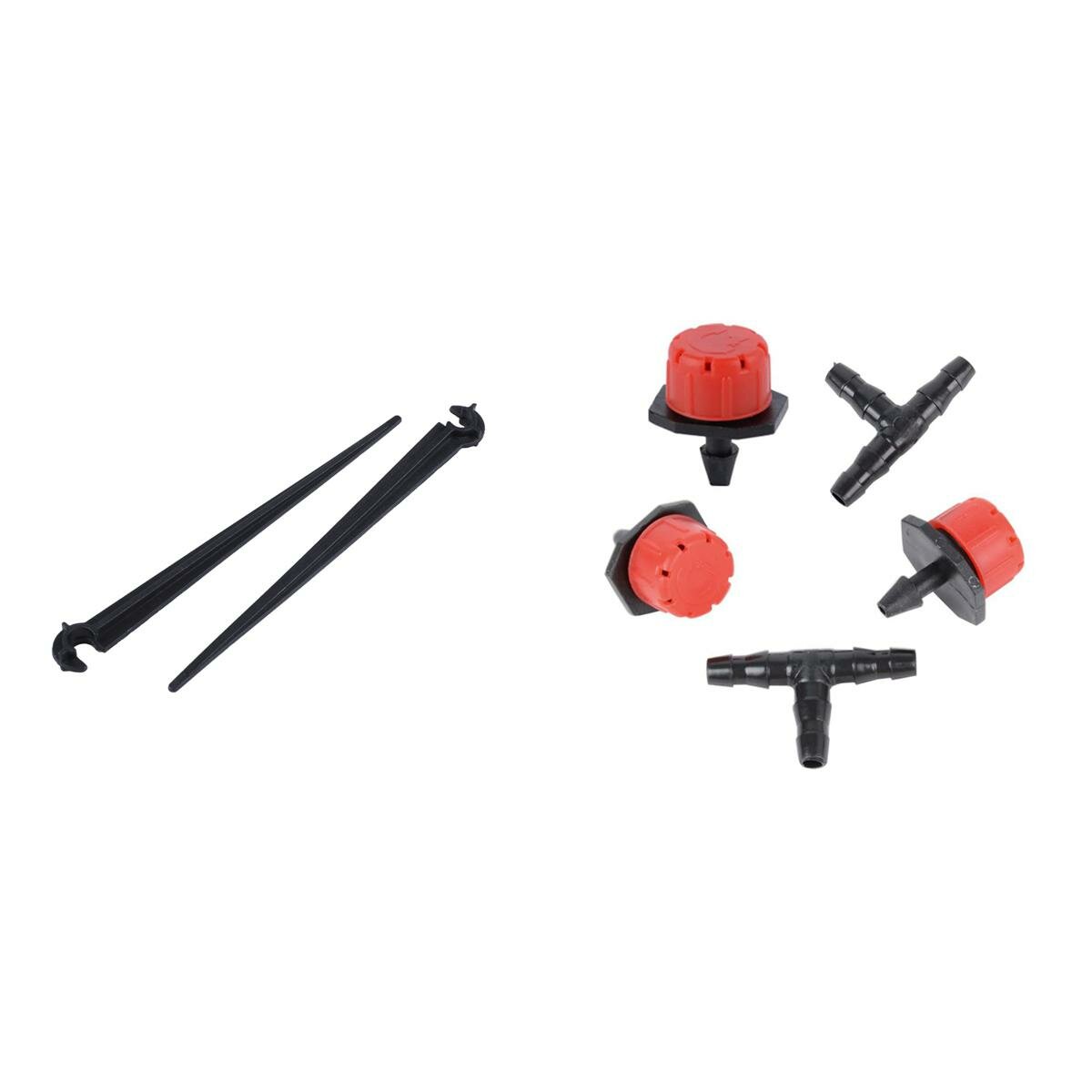 Части для капельного орошения - 100 x капельница 100 x три звена на 50 x держатель - черный и черный-красный