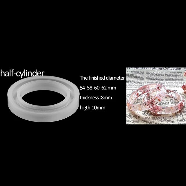 Набор форм для браслетов из эпоксидной смолы AGCFABS Half-cylinder 62mm