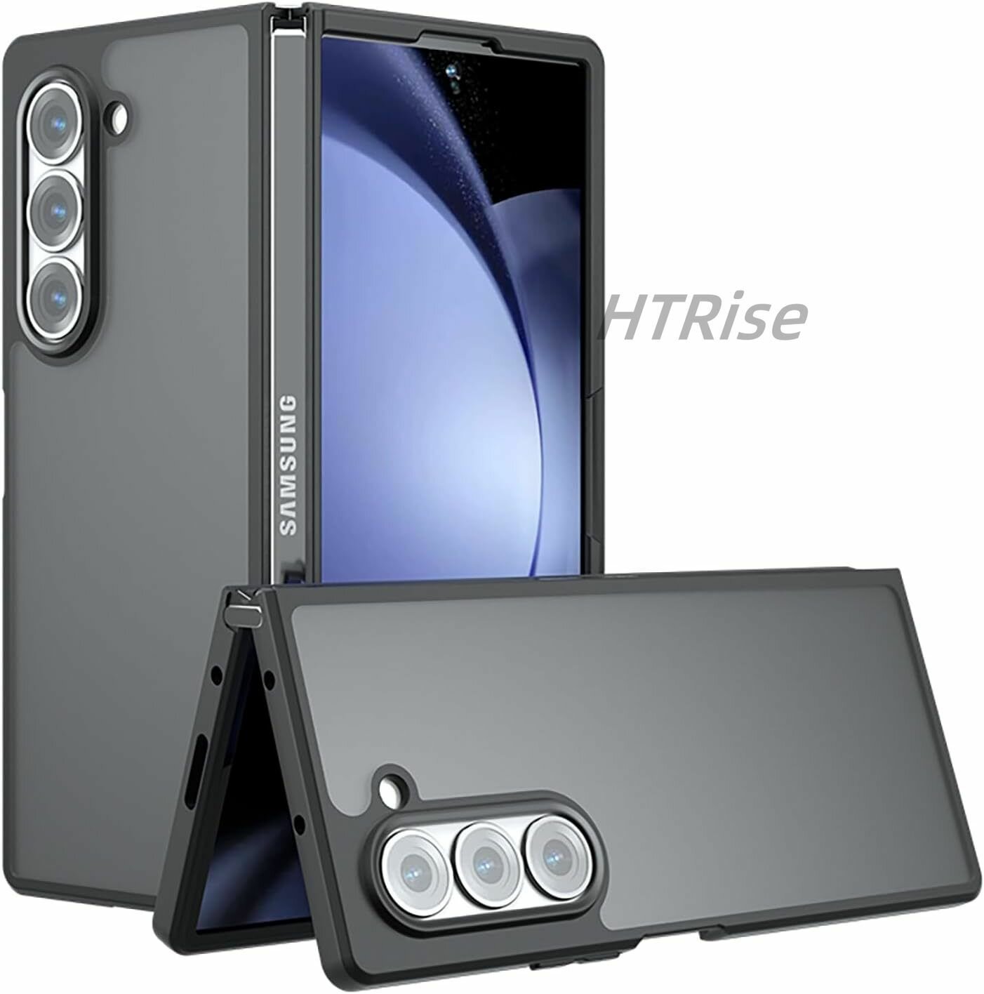 Чехол для Samsung Galaxy Z Fold 6 5G ( Самсунг Гелакси з фолд 6) Матовый прозрачный противоударный черное/Защита от отпечатков пальцев / нескользящий гибкий силикон / матовый акрил