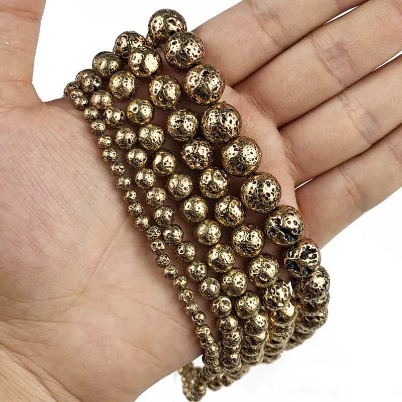 Бусины из лавового камня, гематит, 6 мм, Antique KC Gold